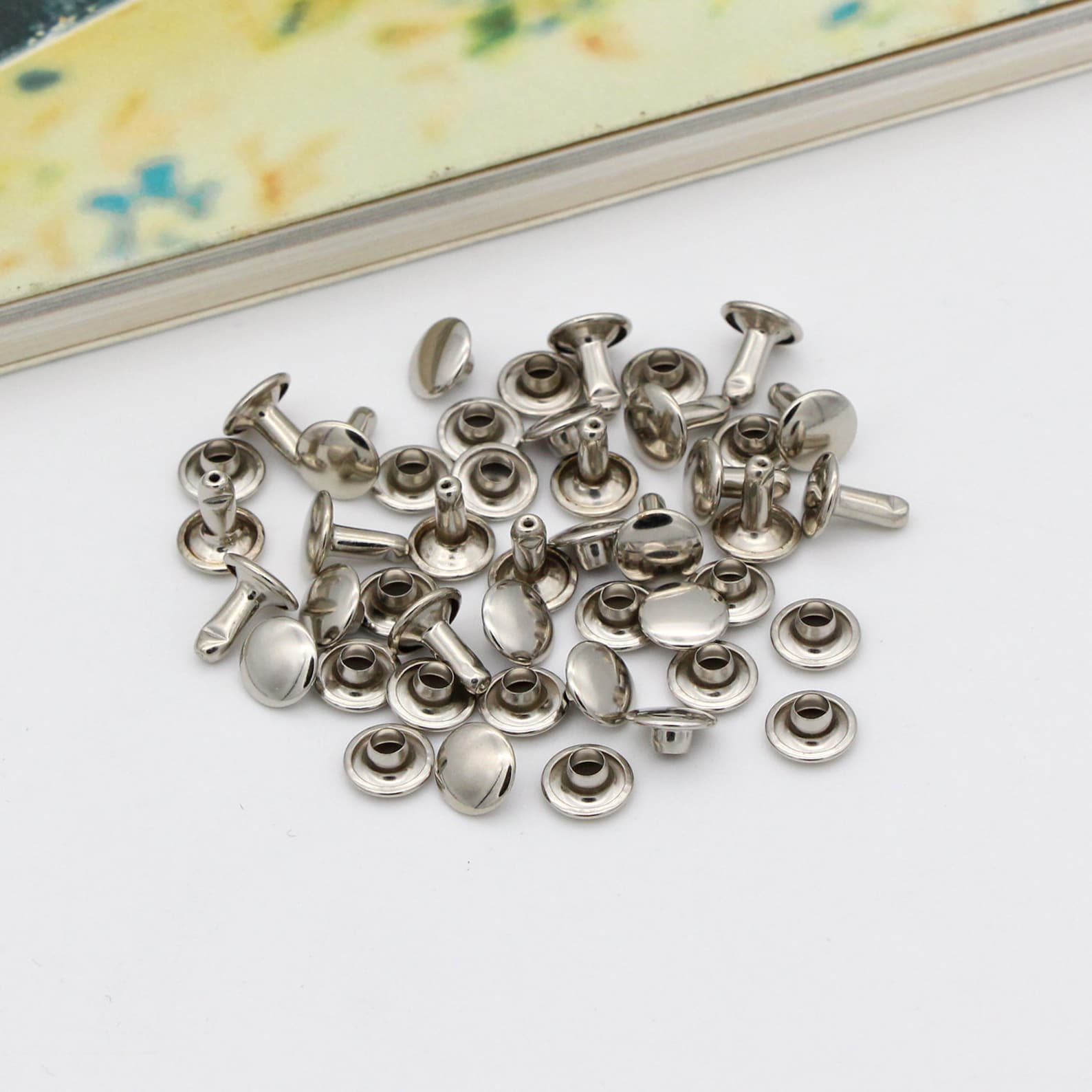 100set Remaches de cuero de remache de doble tapa 6 6 mm 6 9 mm 7 6 mm ...