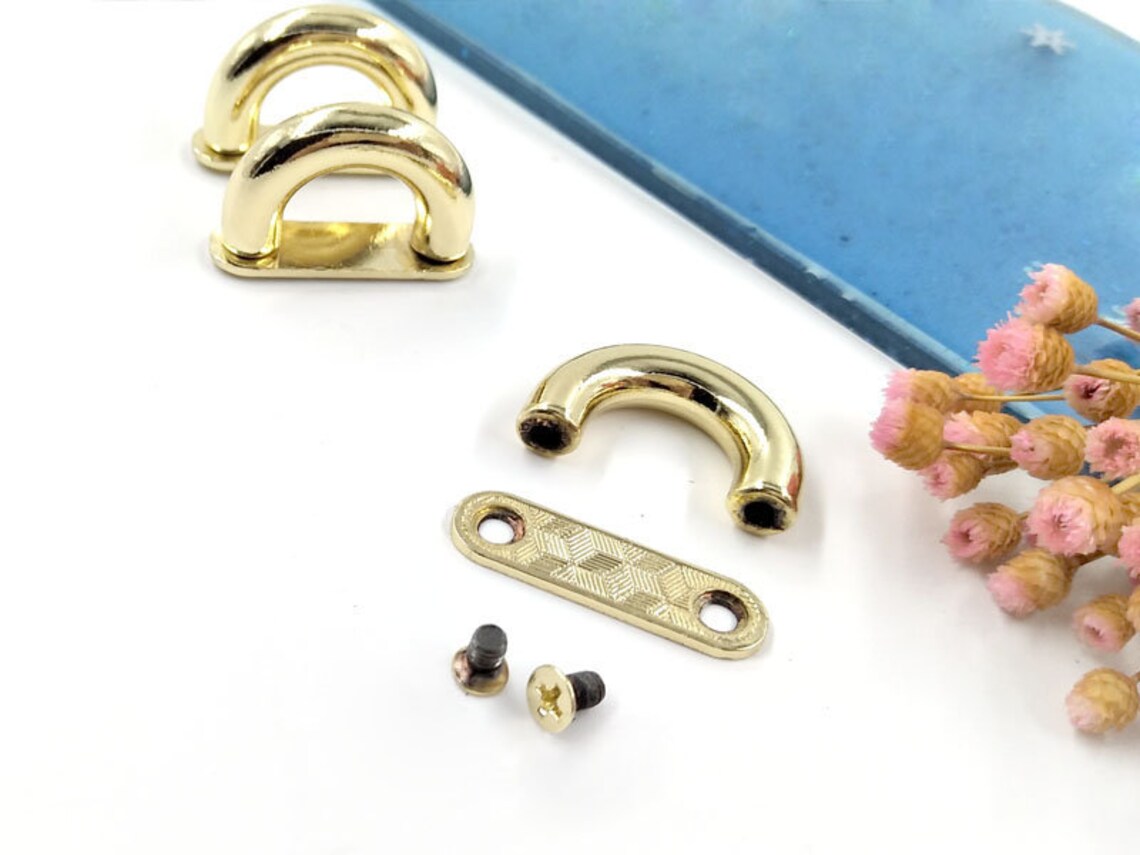 4pcs Gold Bridge Buckle Metal Bridge Belt Loops Chain Connector Purse ...