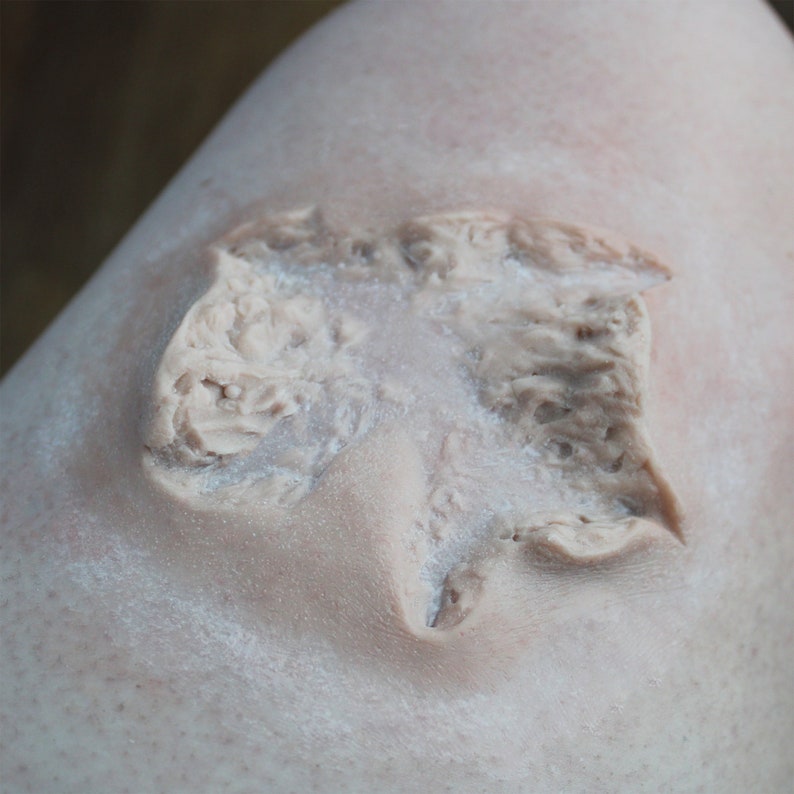 Large Gory Gunshot Exit Wound Prosthetic 1 // Encapsulated Silicone ...