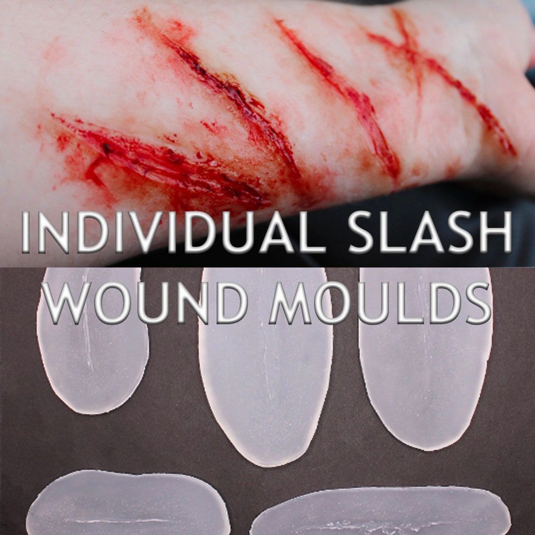 5 Individual Gory Slash Wound Silicone Bondo Moulds for Professional ...