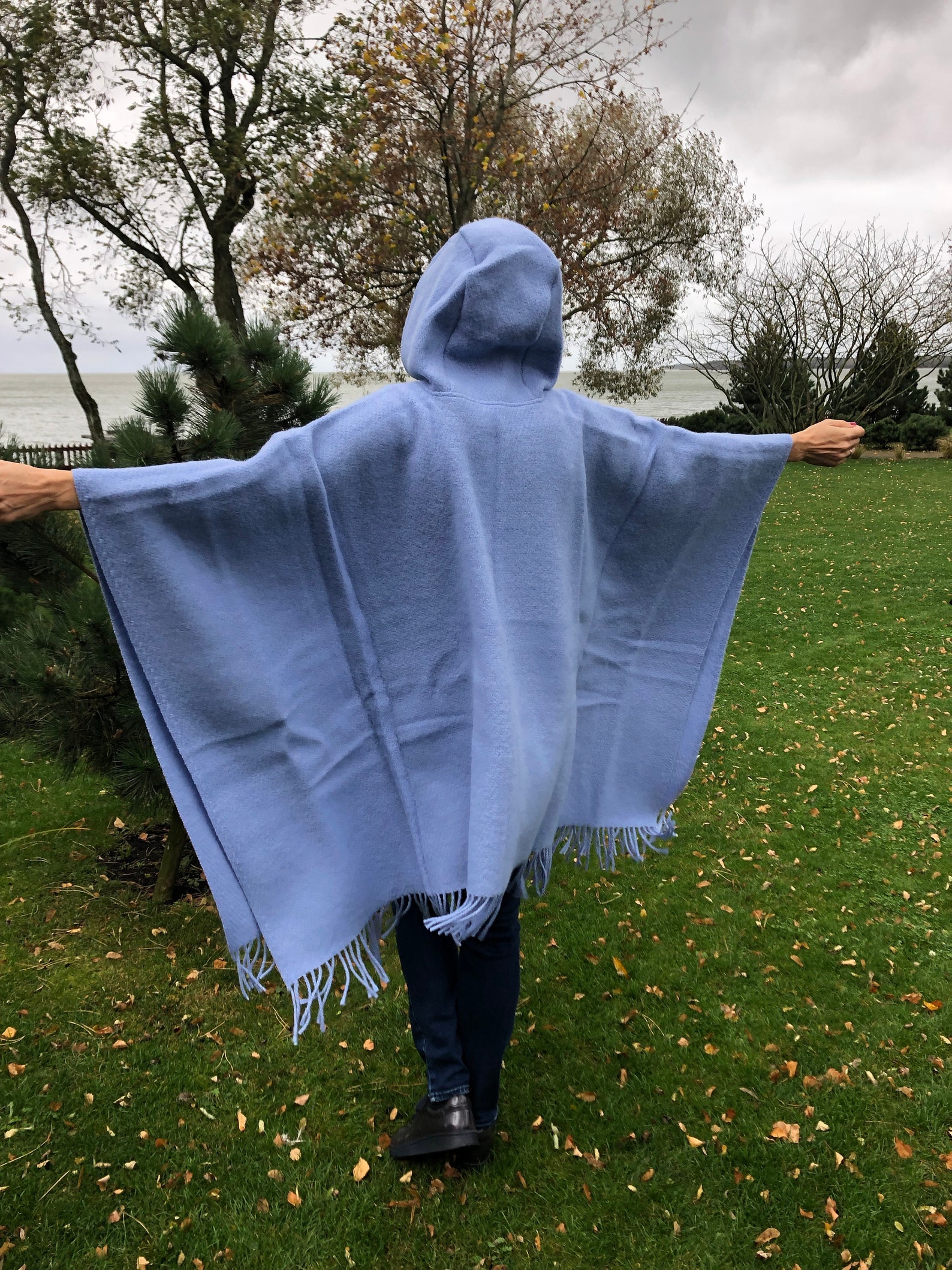 Woolen CAPE With a HOOD Wool Wrap Wool Poncho 100% Natural | Etsy