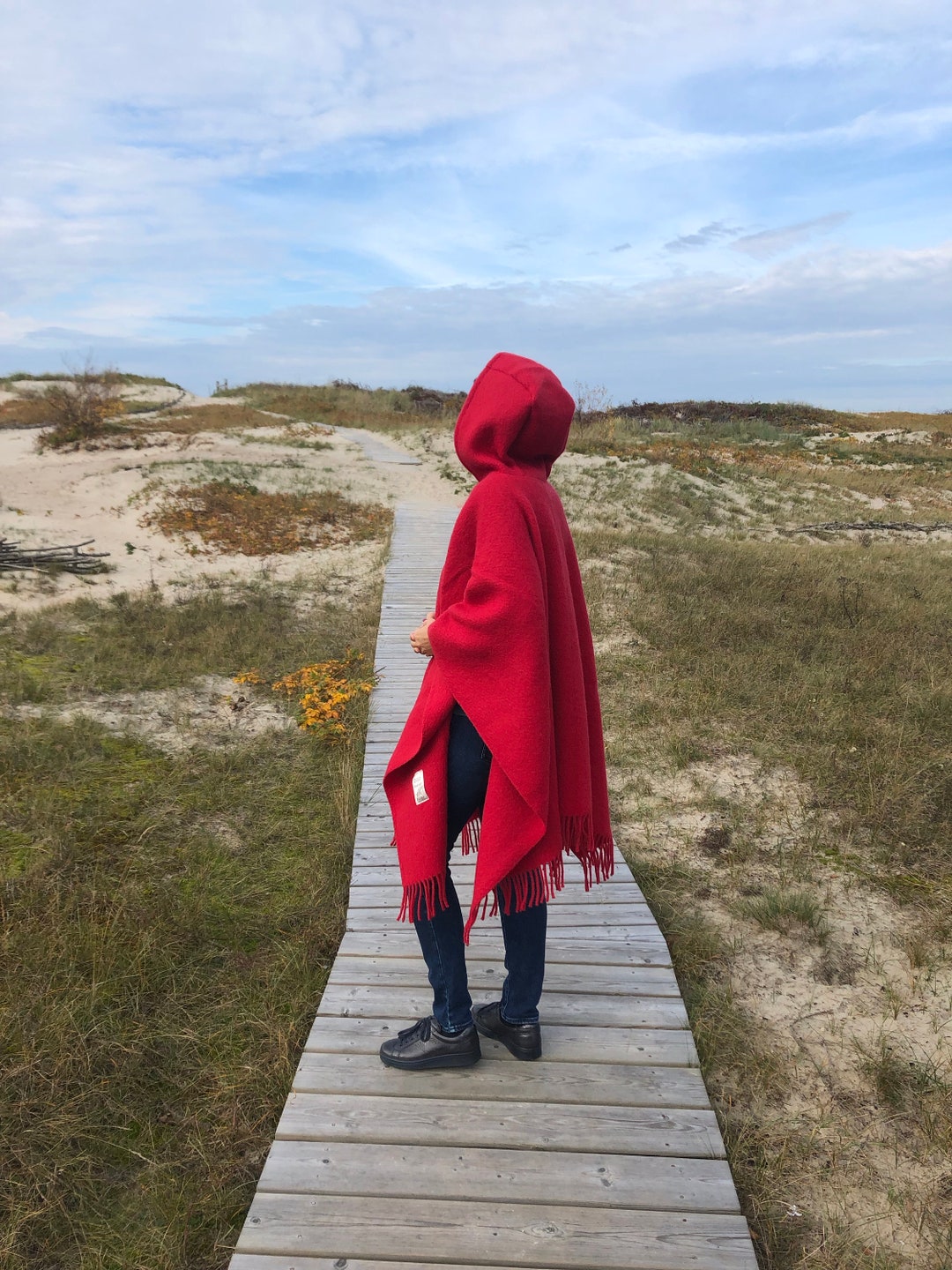 Natural Wool Cape With a Hood, Wool Wrap, Wool Poncho 100%, Natural ...