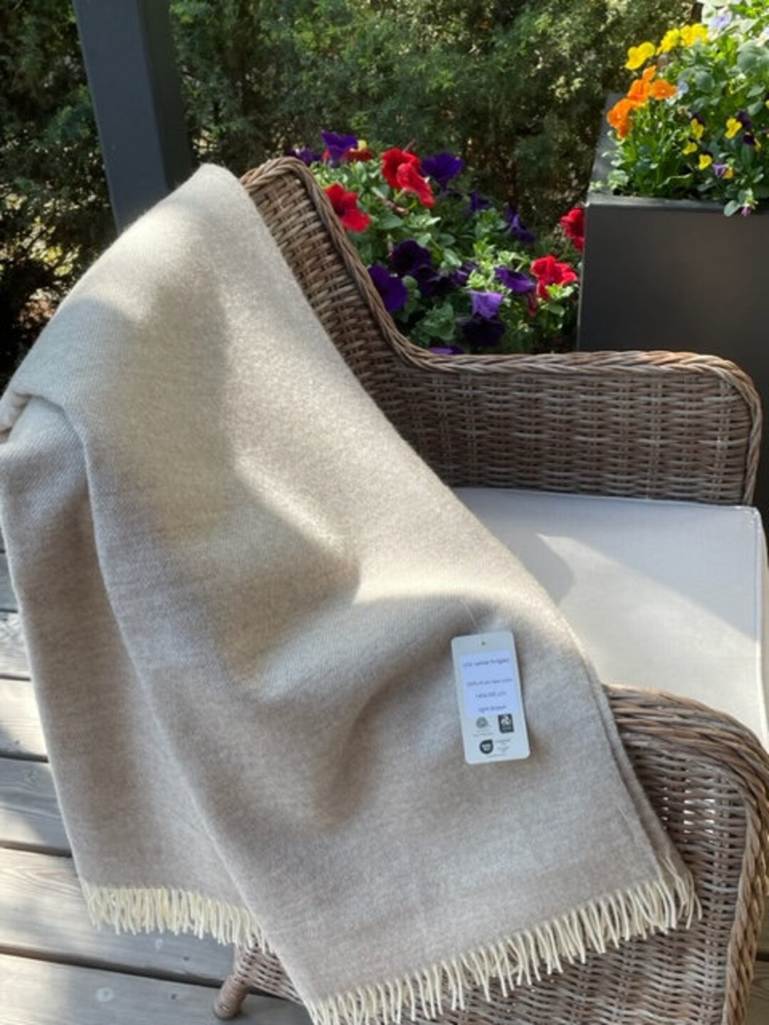 Extra Quality Light Beige Pure New Wool Blanket, Grey Wool Throw, Large ...