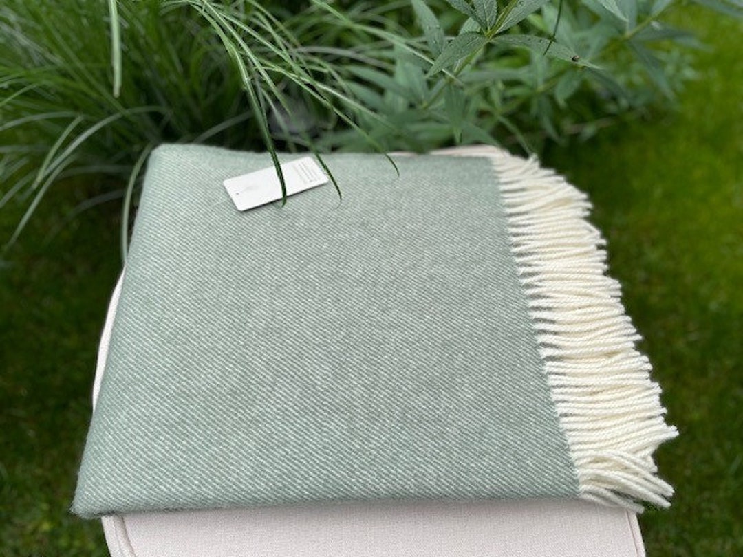 Agave Green Color Natural Wool Blanket 100% Wool Throw From - Etsy