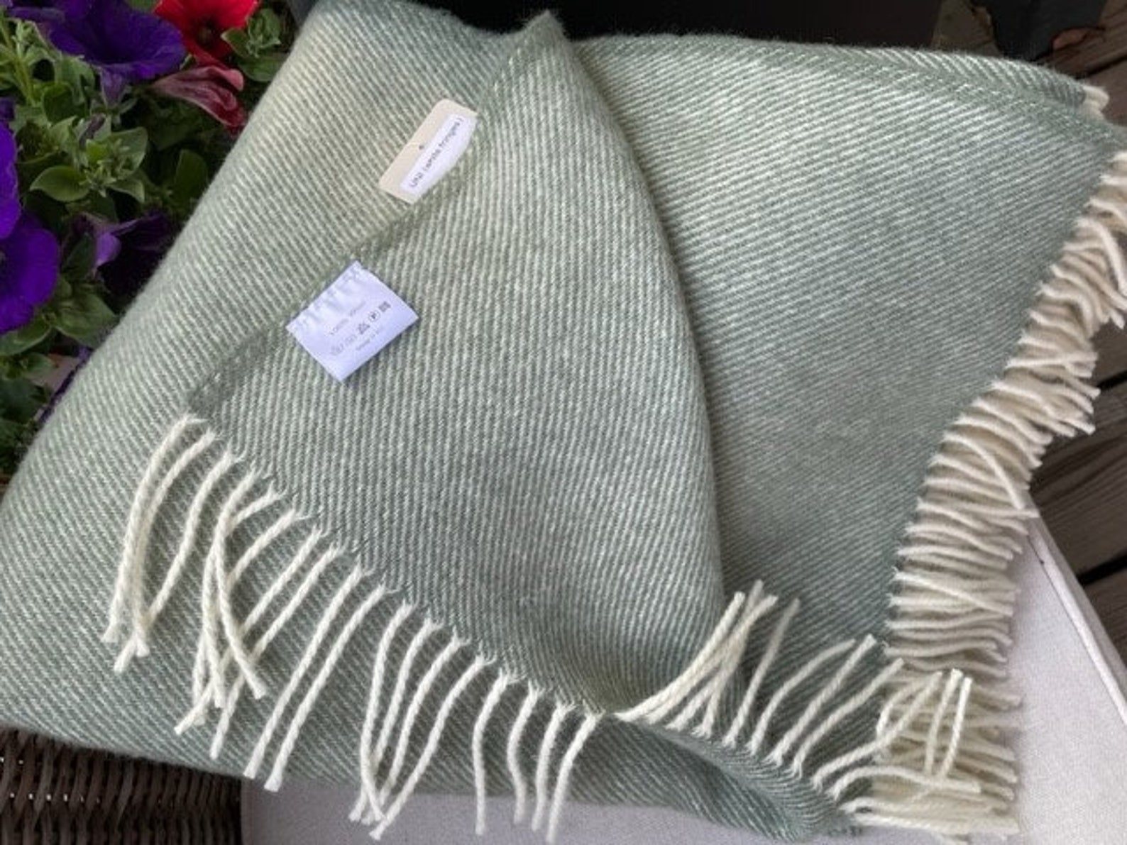 Sage Green Pure Natural Wool Blanket: 100% Wool Throw From New Zealand ...