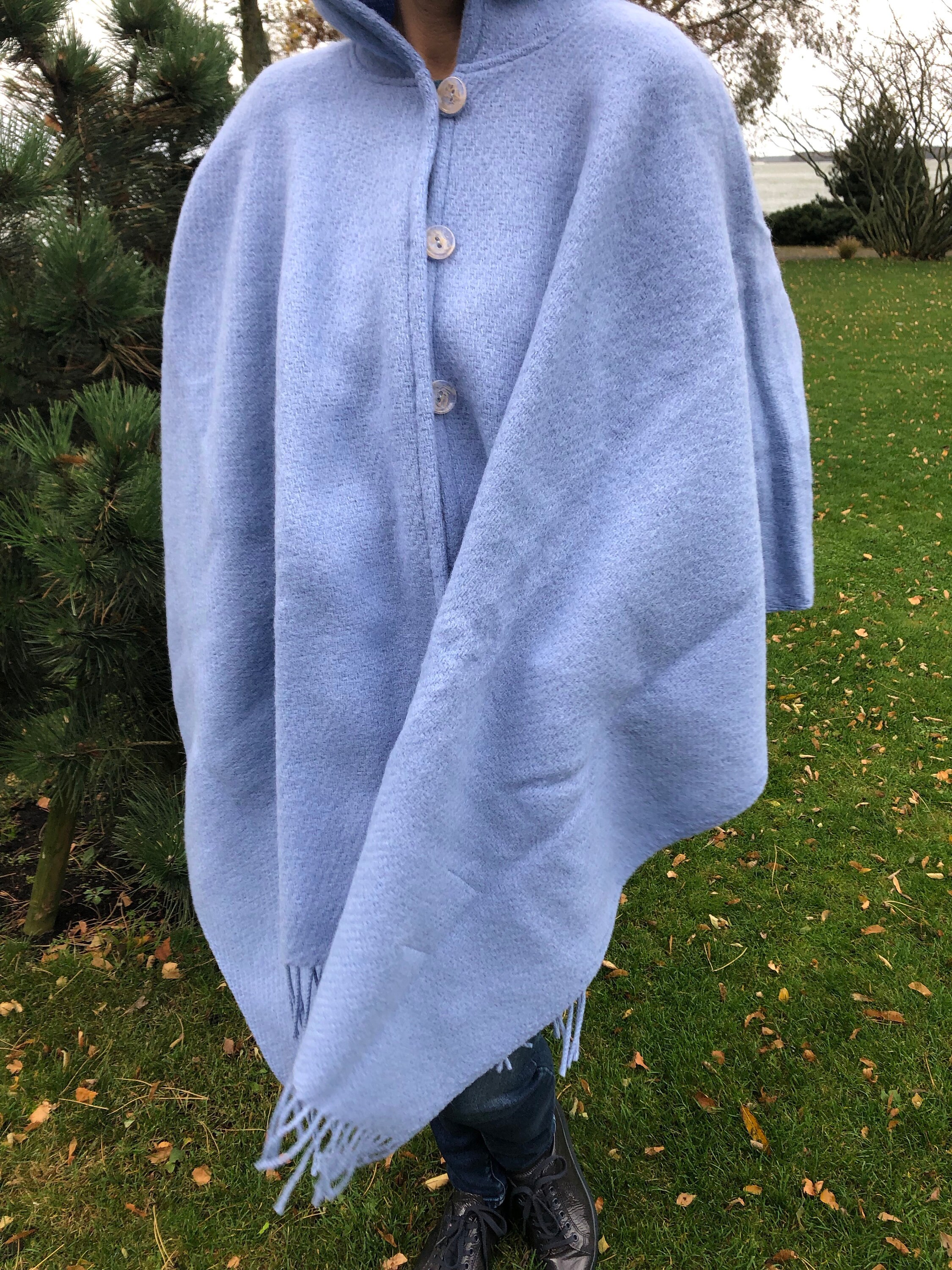 Woolen CAPE With a HOOD Wool Wrap Wool Poncho 100% Natural | Etsy