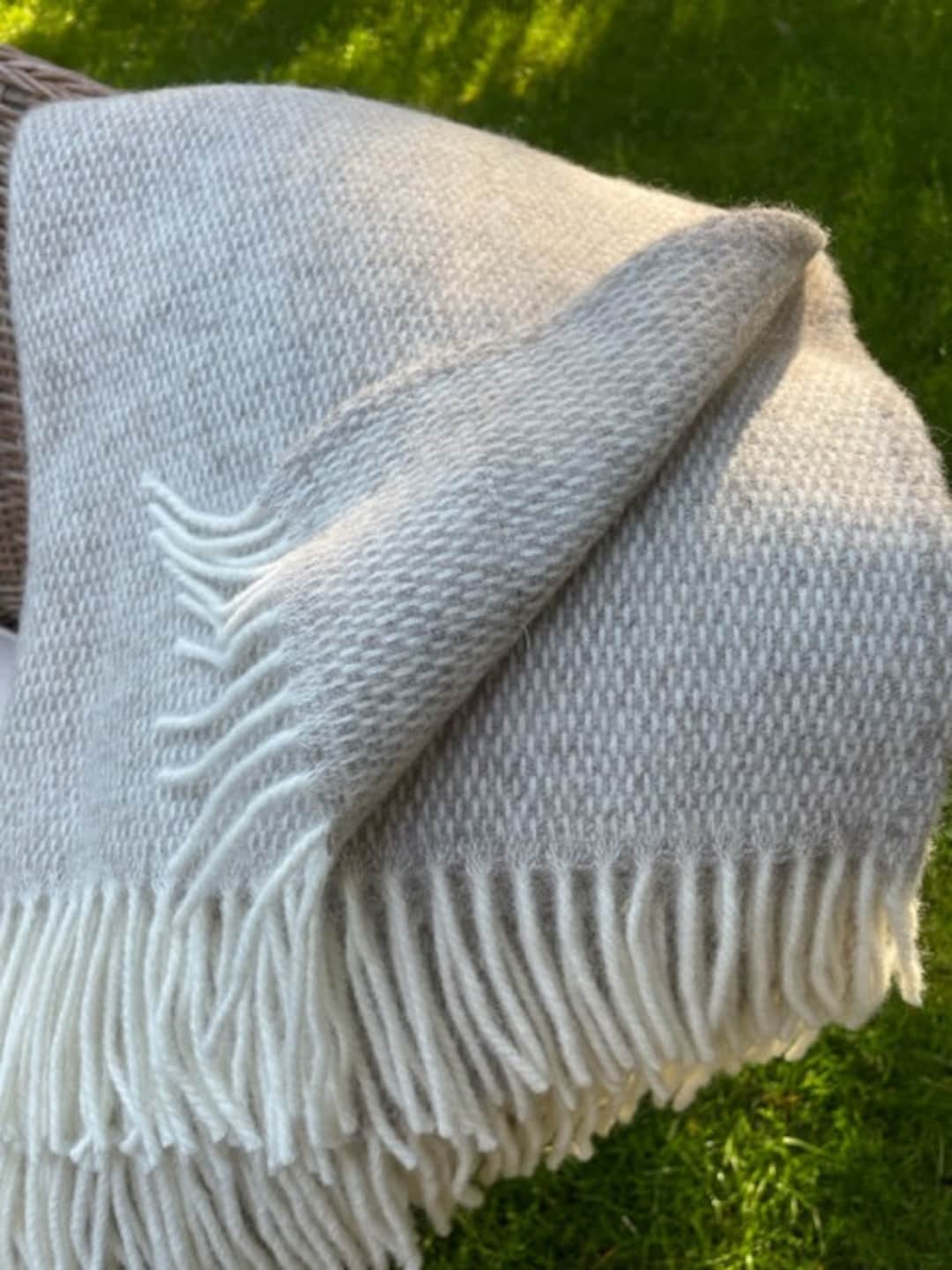 Large Organic Sheep Wool Blanket: Natural Woven Throw (51x80 In) - Etsy