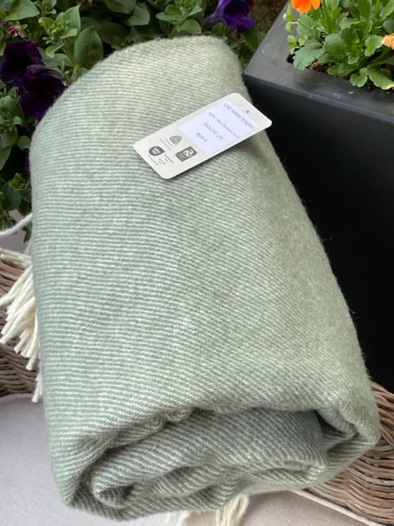 Sage Green Pure Natural Wool Blanket: 100% Wool Throw From New Zealand ...