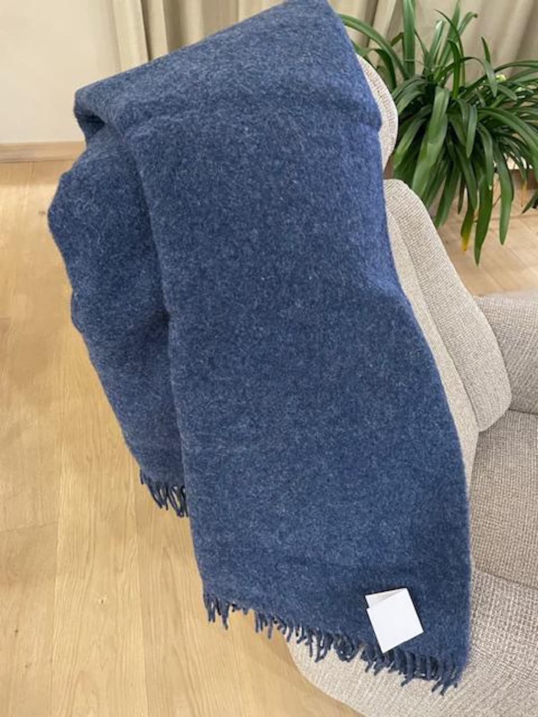 Cozy Dark Blue Color Wool Throw Plaid 100% New Zealand Wool Blanket ...