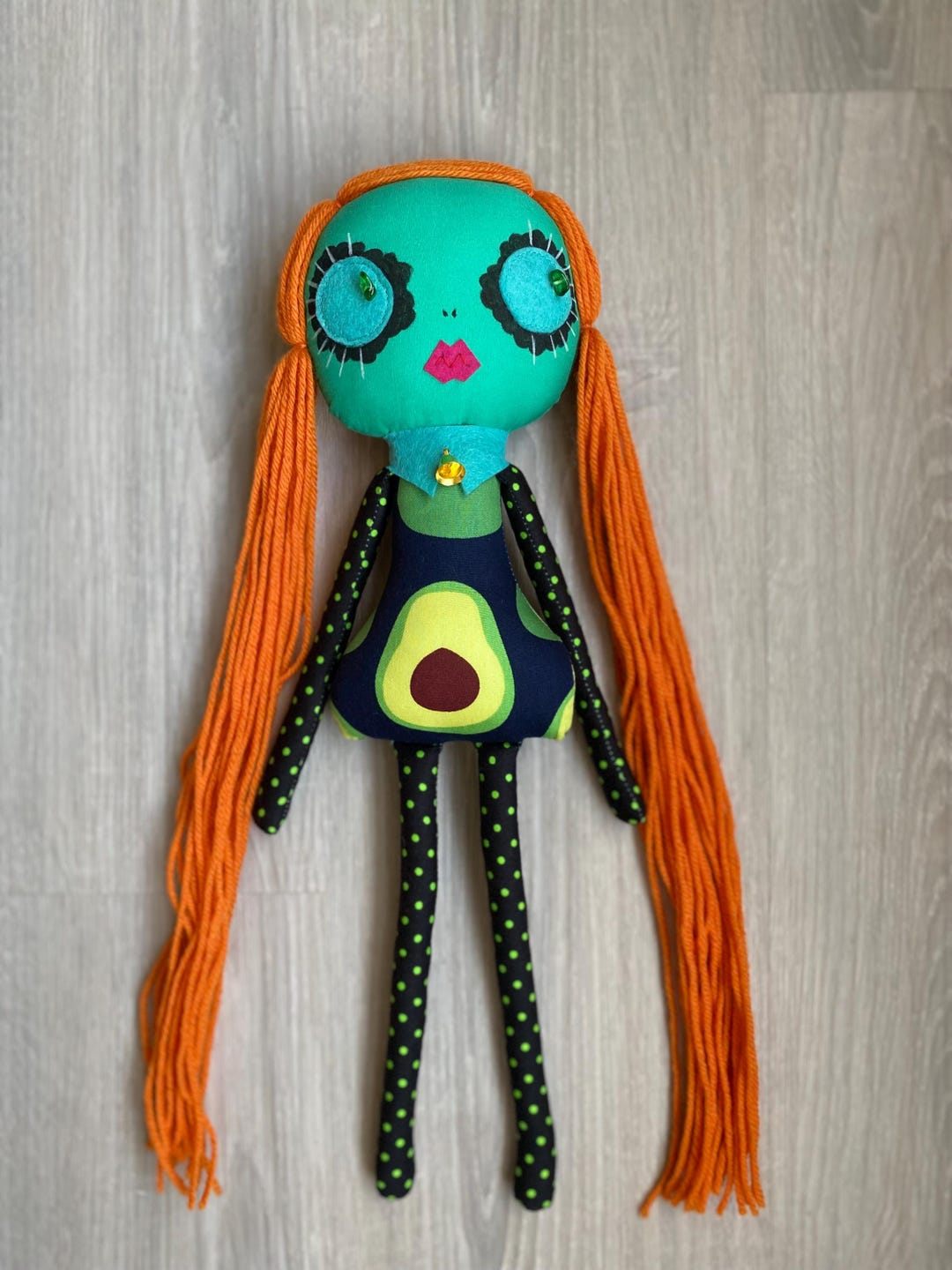 Avo Creepy Cutie /handmade Creepy Cute Rag Doll With Orange Yarn Hair ...