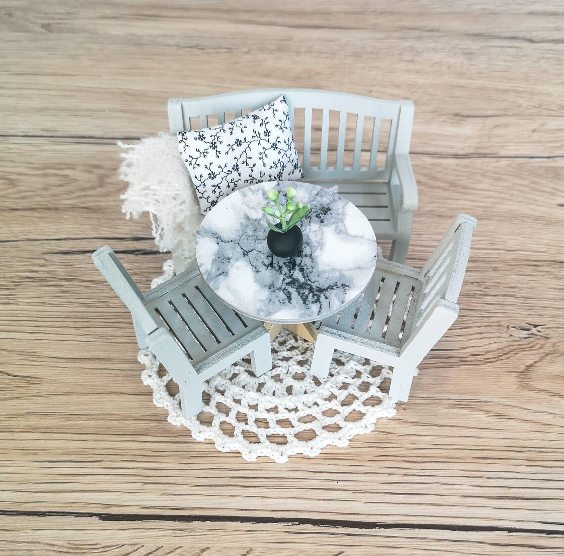 Miniature Dining Set 1:12 Scale Modern Miniature Dollhouse - Etsy