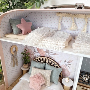 Large Dollhouse in a Suitcase, Cozy Pastel Retreat, Miniature Furniture ...