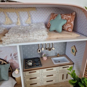 Large Dollhouse in a Suitcase, Cozy Pastel Retreat, Miniature Furniture ...