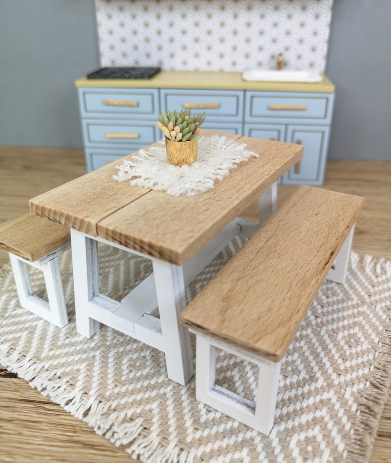 Miniature Dining Set 1:12 Scale Modern Miniature Dollhouse - Etsy