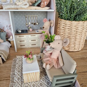 Large Dollhouse in a Suitcase, Cozy Pastel Retreat, Miniature Furniture ...