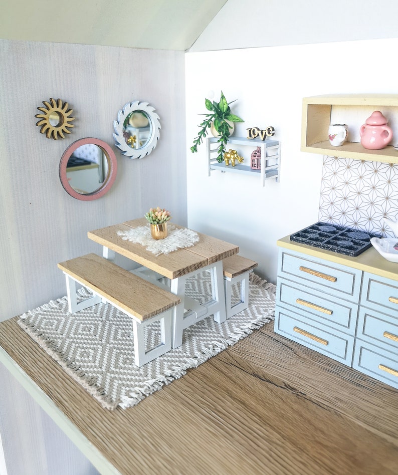 Miniature Dining Set 1:12 Scale Modern Miniature Dollhouse - Etsy