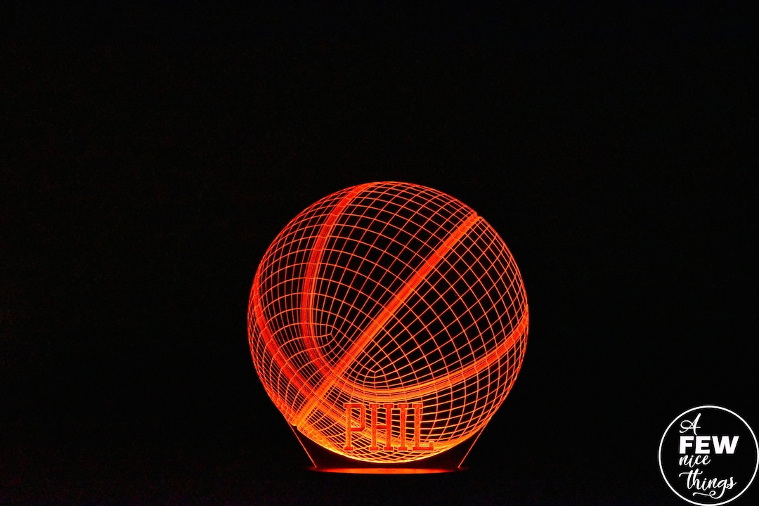 Personalised Basketball Night Light Basketball Light Stand LED Light ...