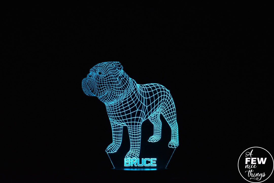 Personalised Bulldog LED Night Light: Animal Light Stand - Etsy UK