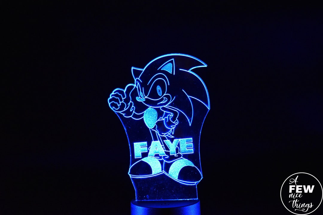 Personalised Sonic Night Light Sonic Light Stand LED Light - Etsy