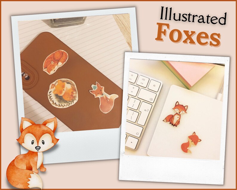 Illustrated Foxes Printable Sticker Sheet | Digital Download - Etsy