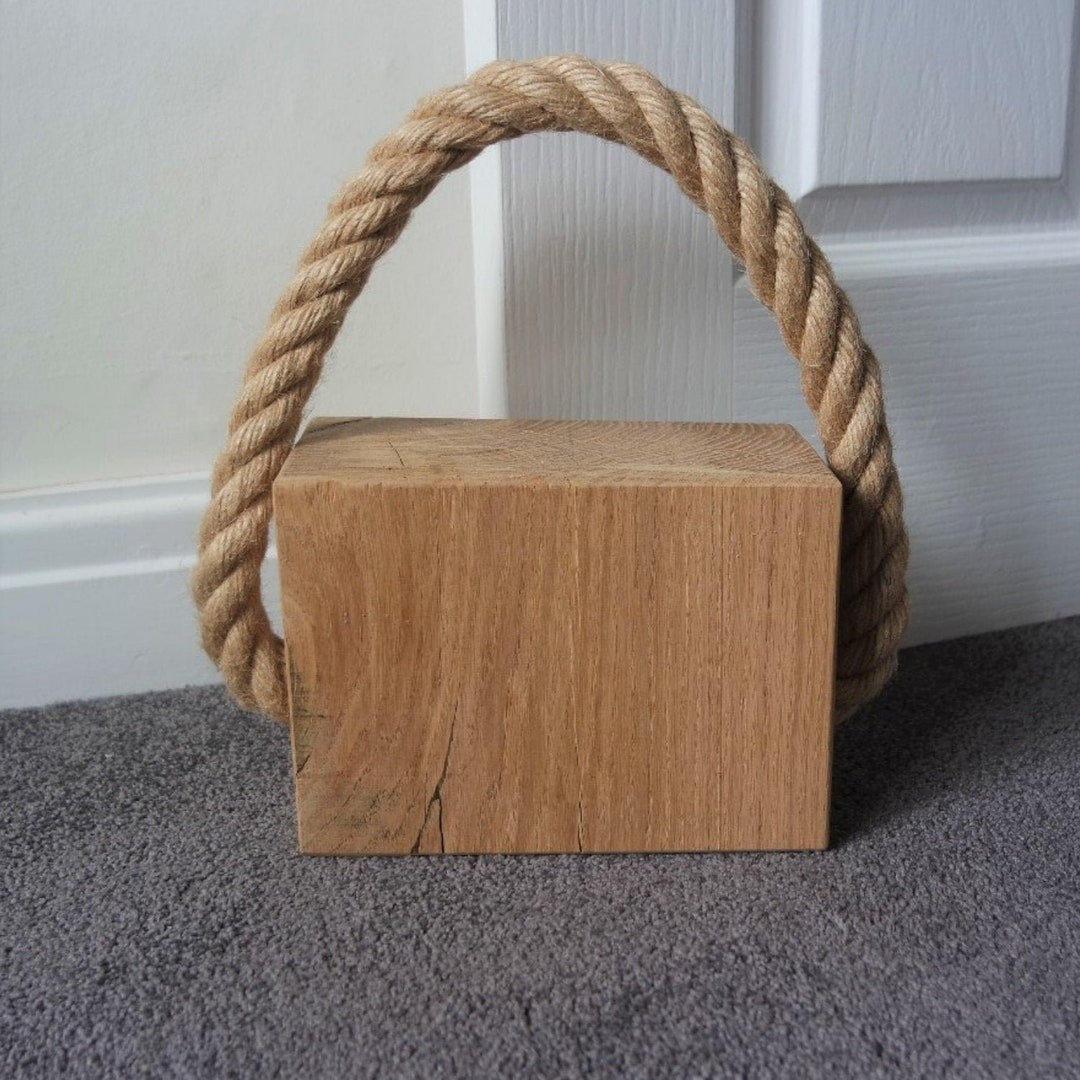 Solid Oak & Rope Door Stop - Mini - Etsy UK
