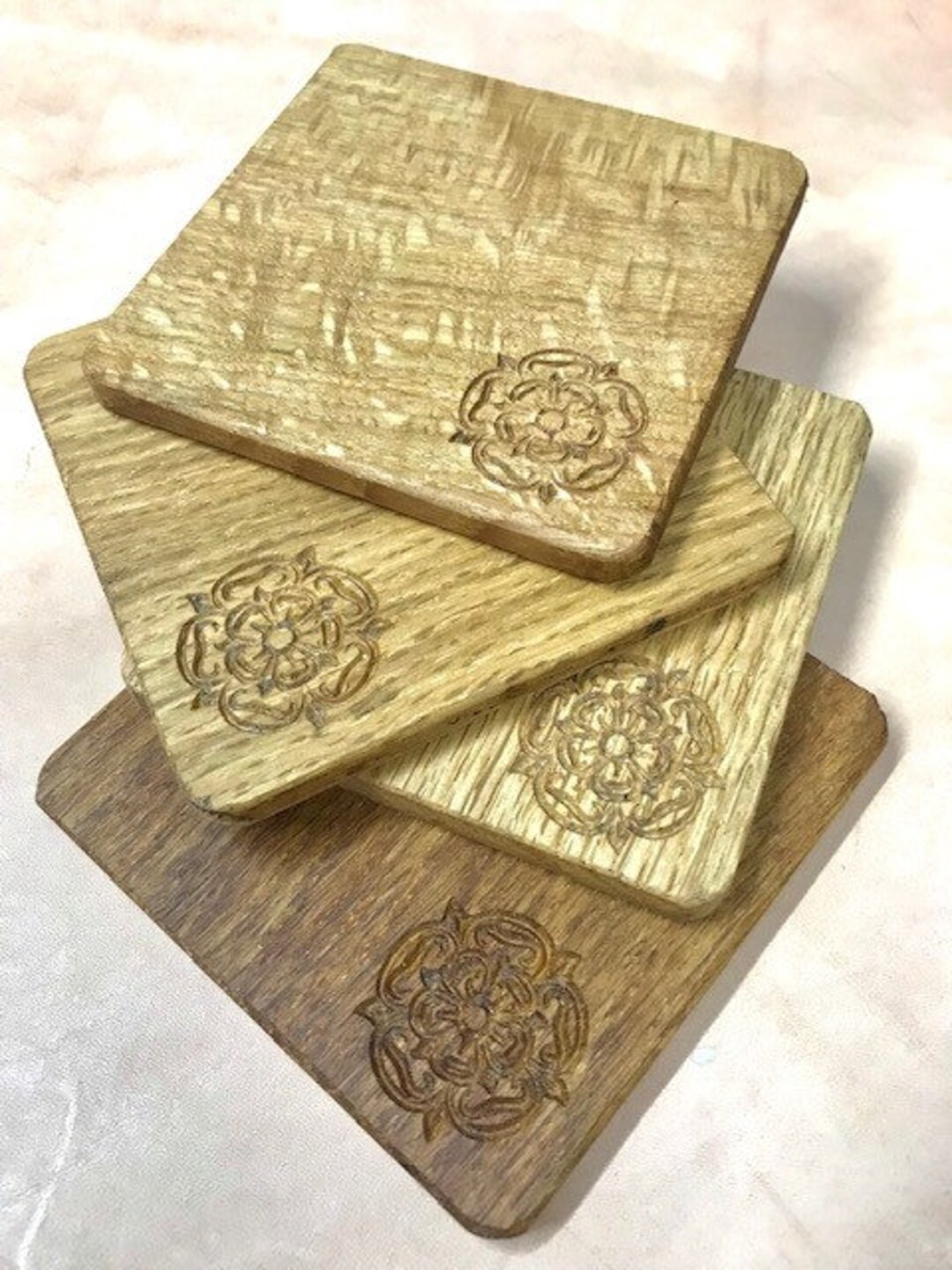 Yorkshire Rose Engraved Solid Oak Coaster. Great Yorkshire Gift - Etsy