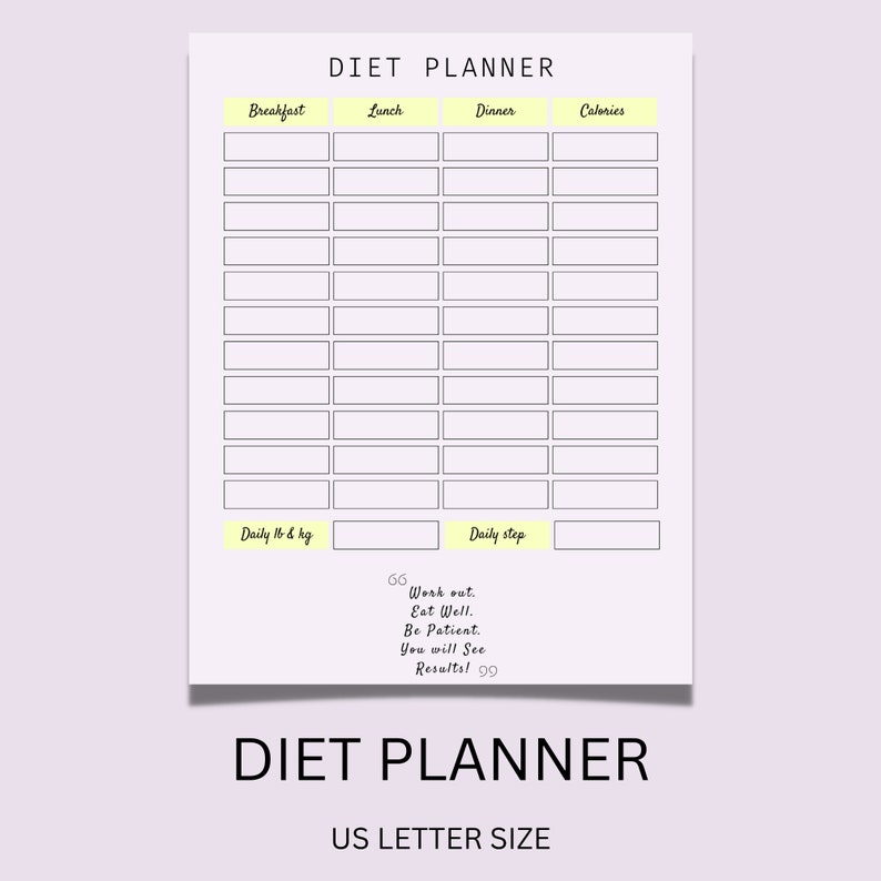 Meal Planner Printable, Weekly Food Diary, Meal Tracker, Food Journal ...