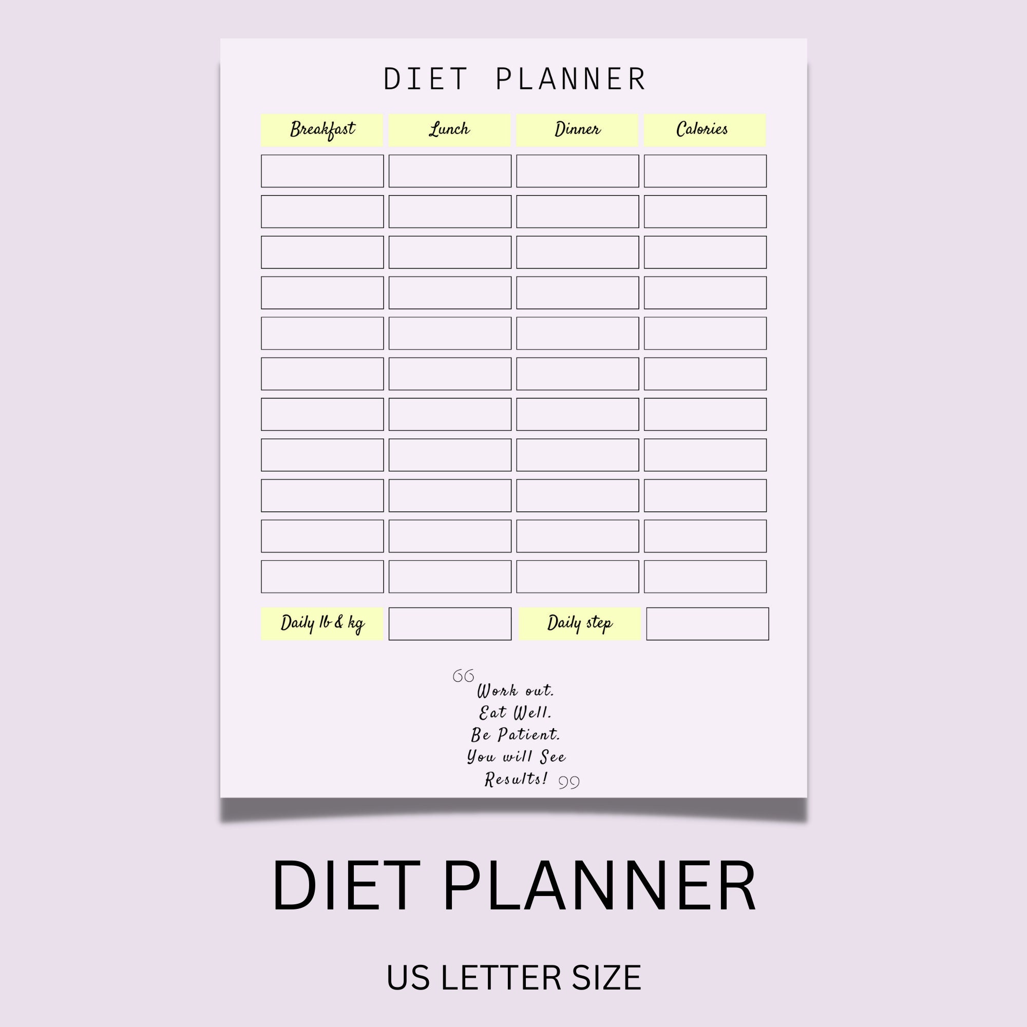 Meal Planner Printable, Weekly Food Diary, Meal Tracker, Food Journal ...
