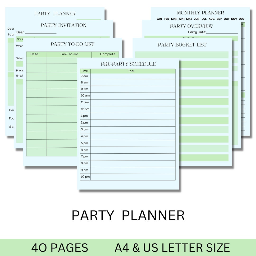 Printable 40-page Party Planner, Event Checklist (US Letter) - Etsy