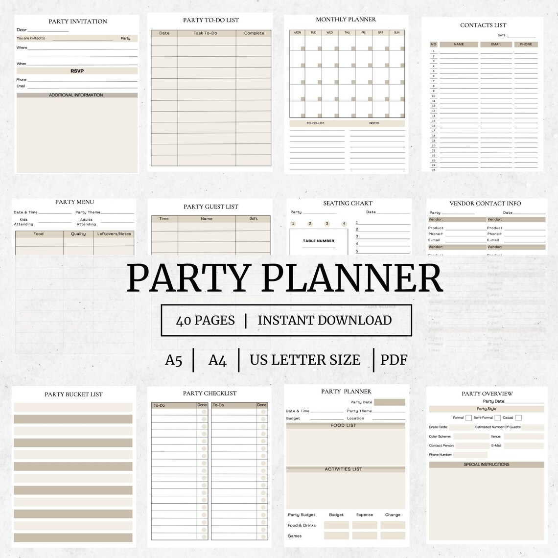 Birthday Party Planner Printable, 40 Pages (instant Download PDF) - Etsy