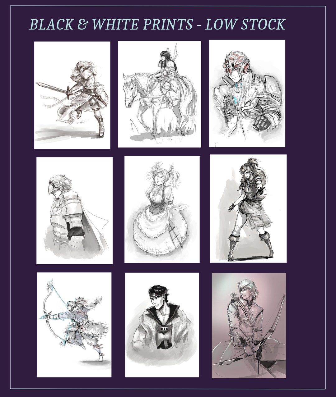 A5 Fire Emblem Fanart Prints - B&W Collection - Etsy