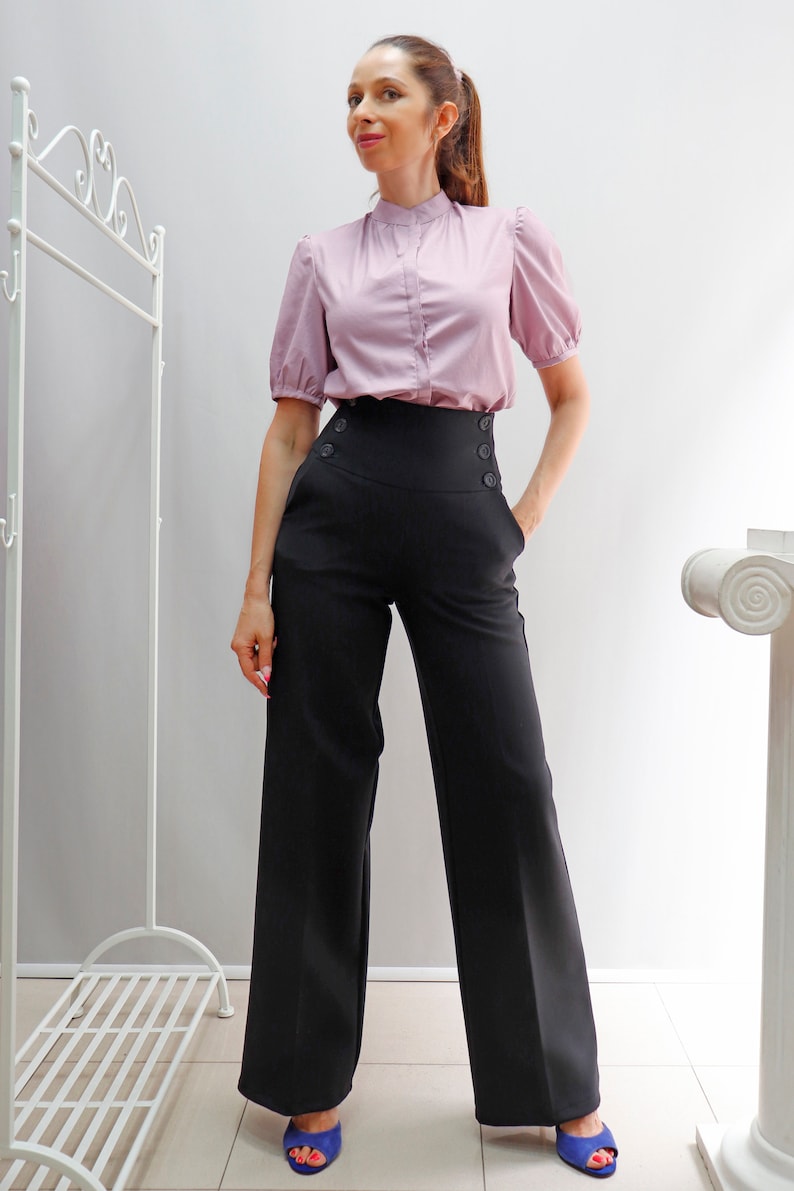 High Waist Wintry Bistretch Trousers, Double Breasted Corset Type Pants ...