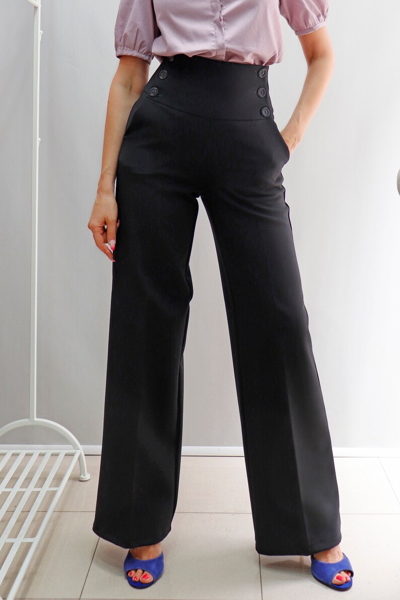 High Waist Wintry Bistretch Trousers, Double Breasted Corset Type Pants ...