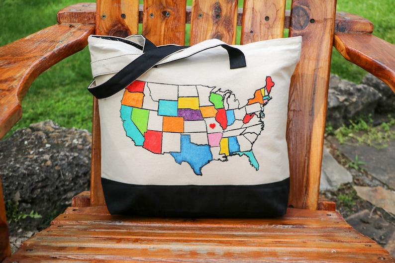 DIY US Map Tote Bag, Adventure Travel Gift - Etsy