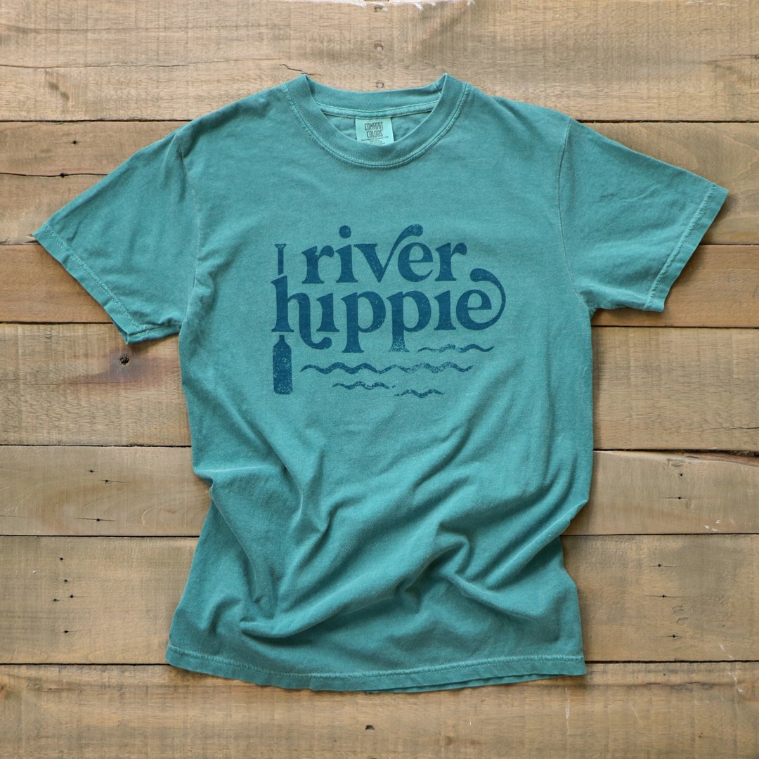 River Hippie Graphic Tee, Comfort Colors Emerald Green T-shirt - Etsy