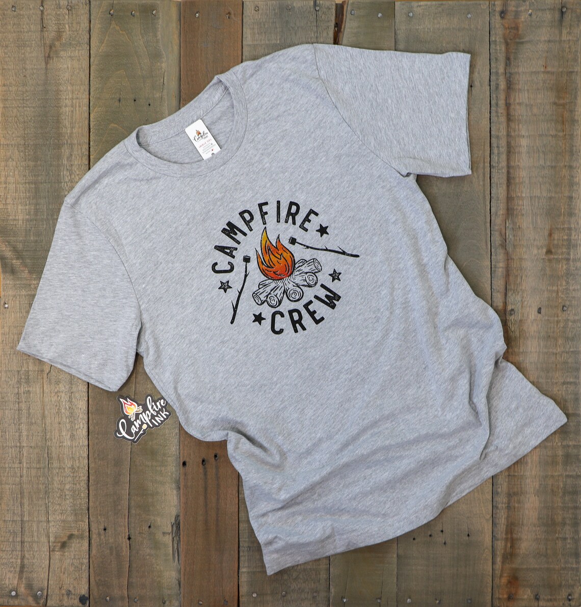 Campfire Crew Shirt, Camping Soft Graphic Tee, Firepit Tshirt, Outdoor ...