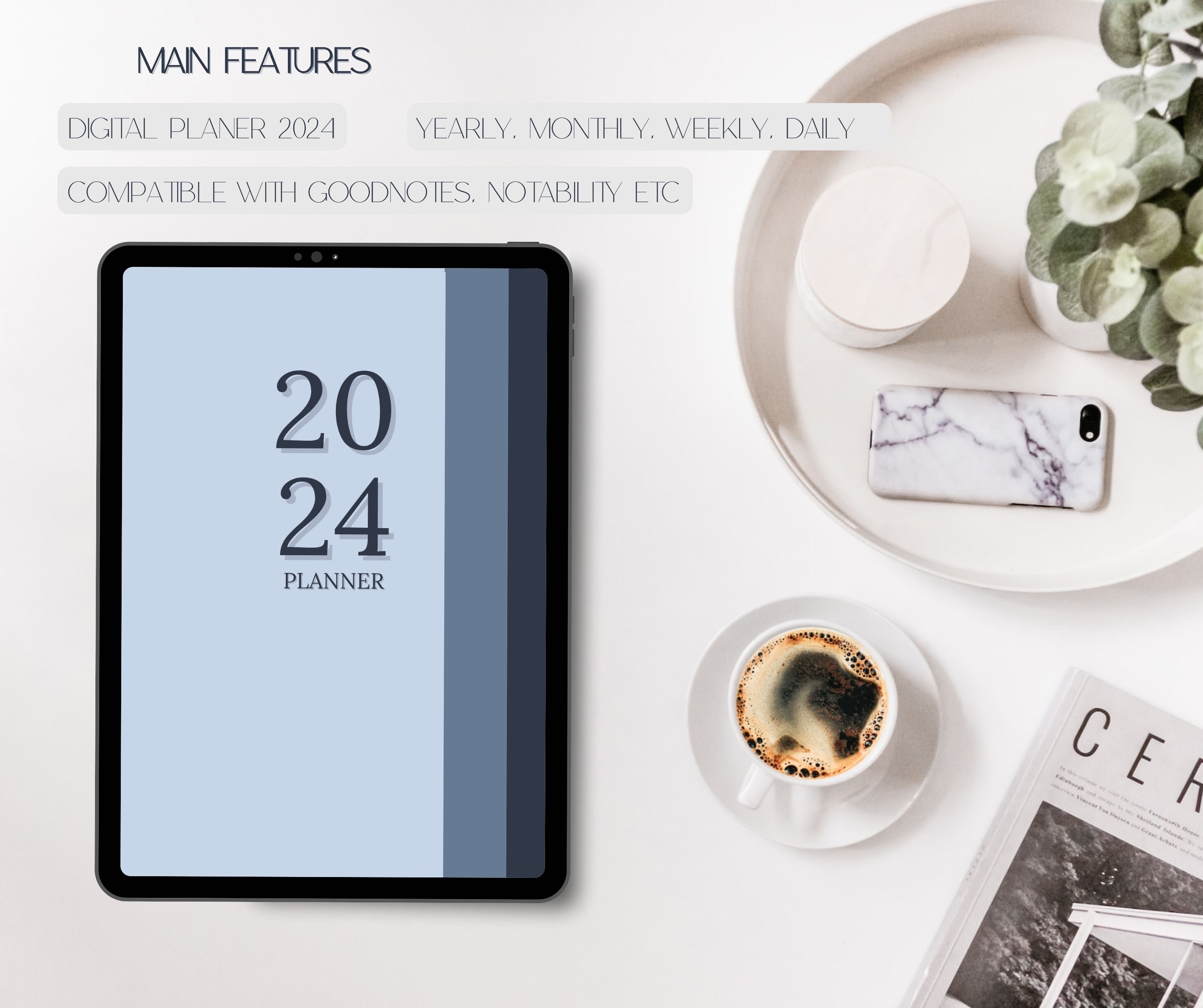 Digital Planner, Goodnotes Planner 2024 PORTRAIT Digital Planner, Daily ...