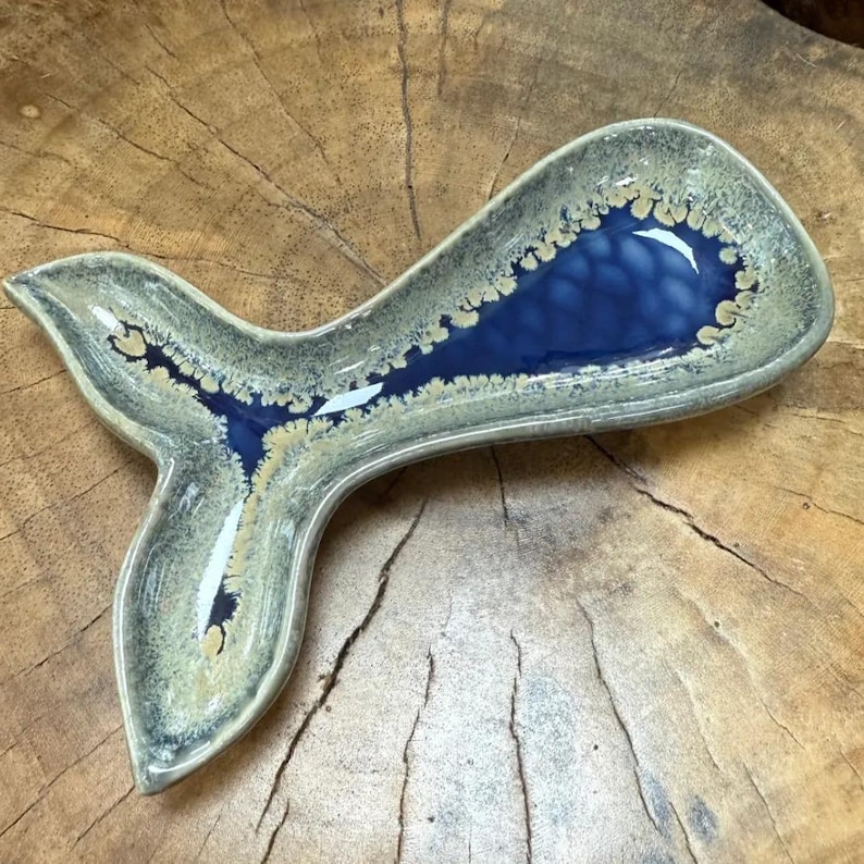 Ceramic Trinket Dish - Whale Design / Dipped Glaze Ceramic / Fair Trade ...