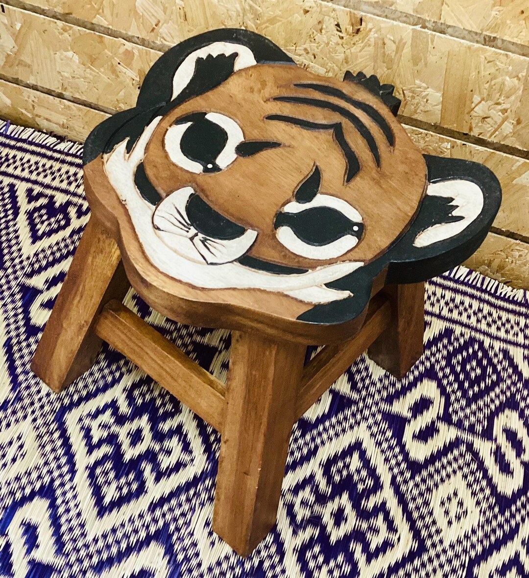 Wooden Stool - Tiger Face Design - Fair Trade Stool - Child's Stool ...