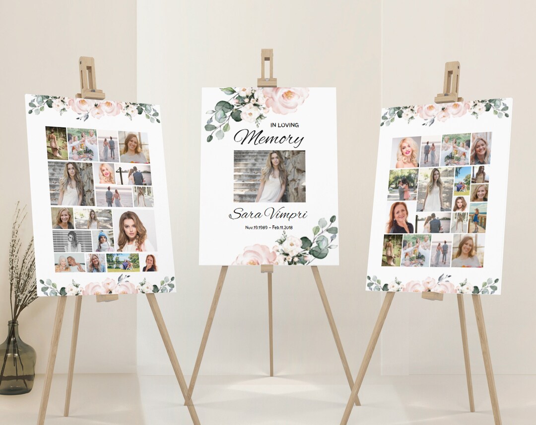 Funeral Collage Display Set Funeral Poster Photo Display - Etsy