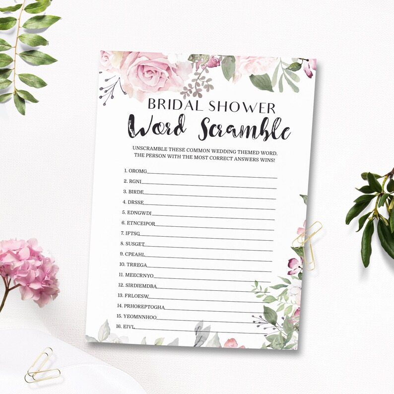 Bridal Word Scramble Game Word Scramble Card Wedding | Etsy