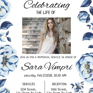 Memorial Announcement Template Celebration of Life | Etsy