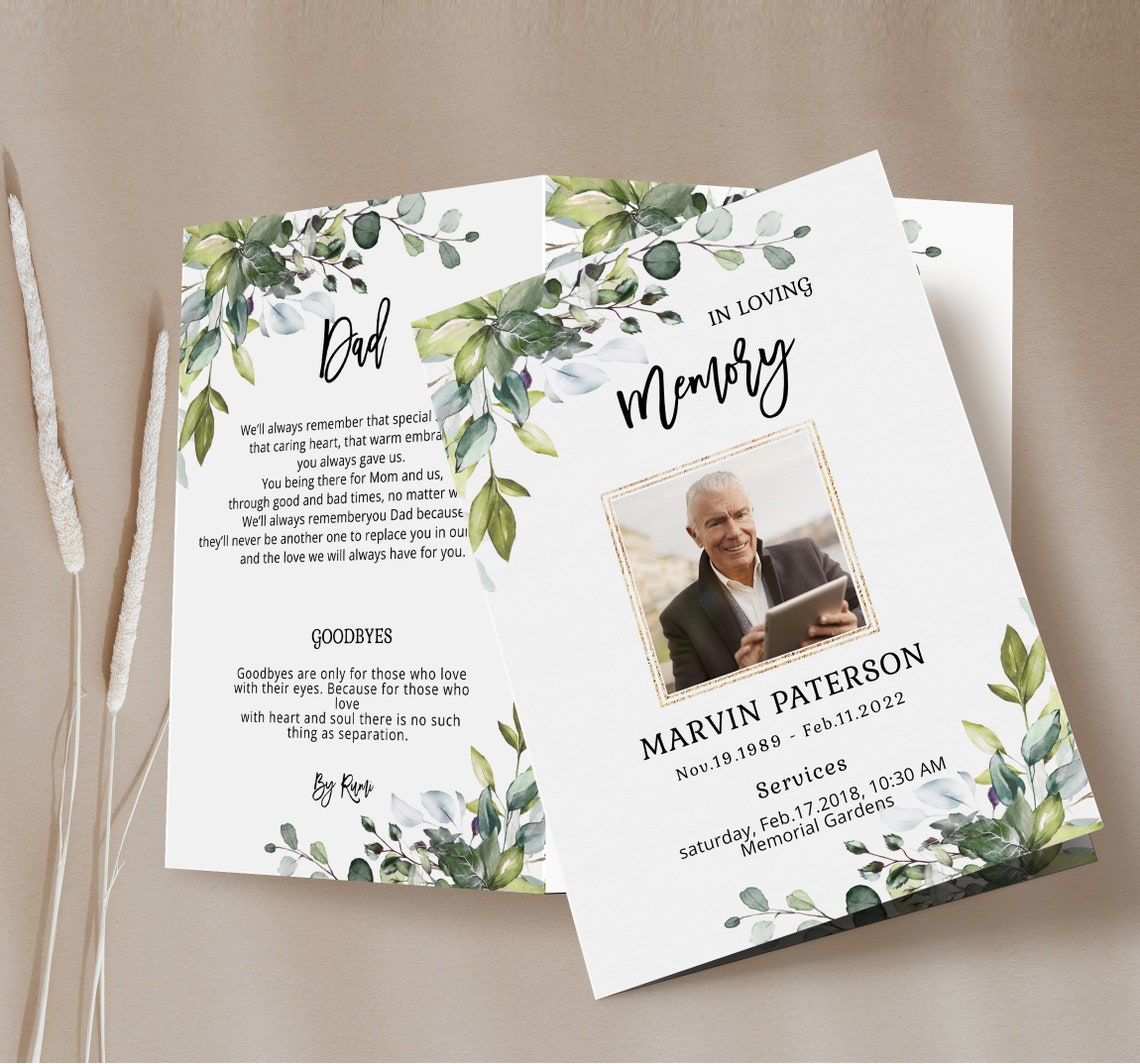 Green Funeral Bundle Editable Funeral Set Celebration of - Etsy