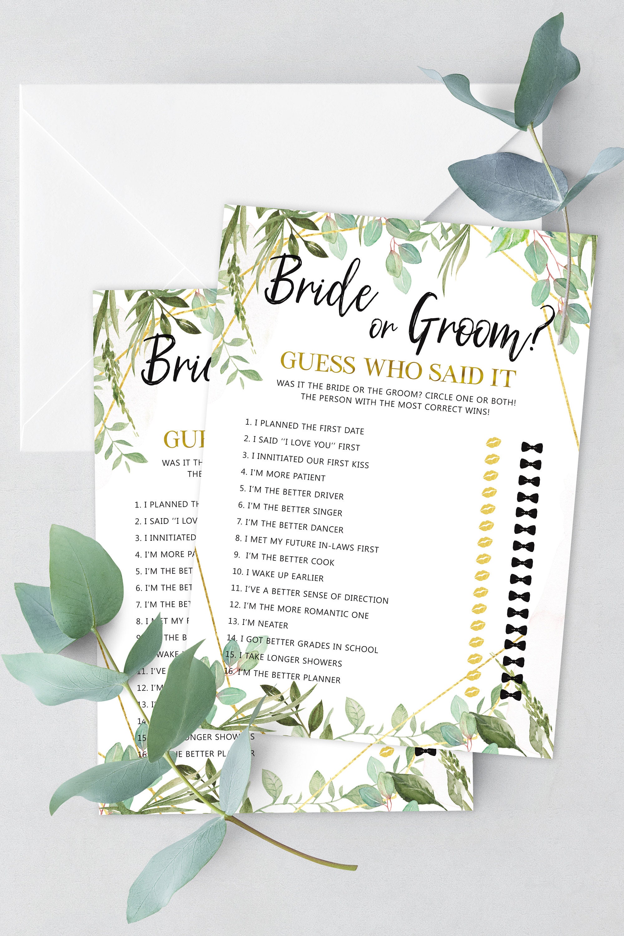 Bride or Groom Guess Who Said It Bridal Shower Game Printable | Etsy