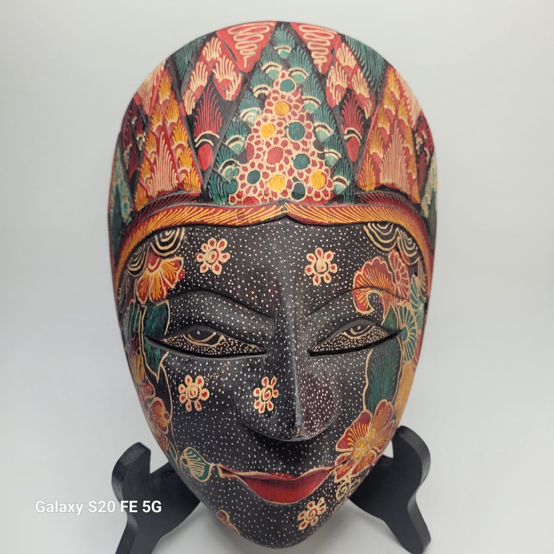 Vintage Batik Topeng Hand Carved Wood Floral Relief Mask 6.25 - Etsy