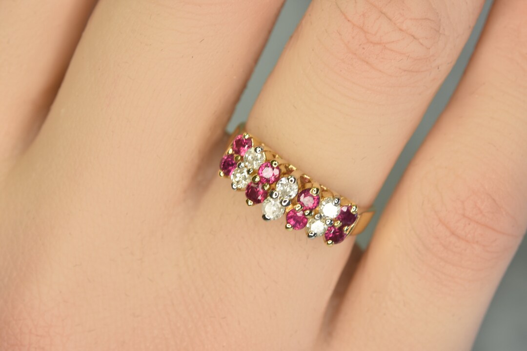 Natural Ruby and Diamond Ring in 14k Gold | Solid 14k Gold | Fine ...