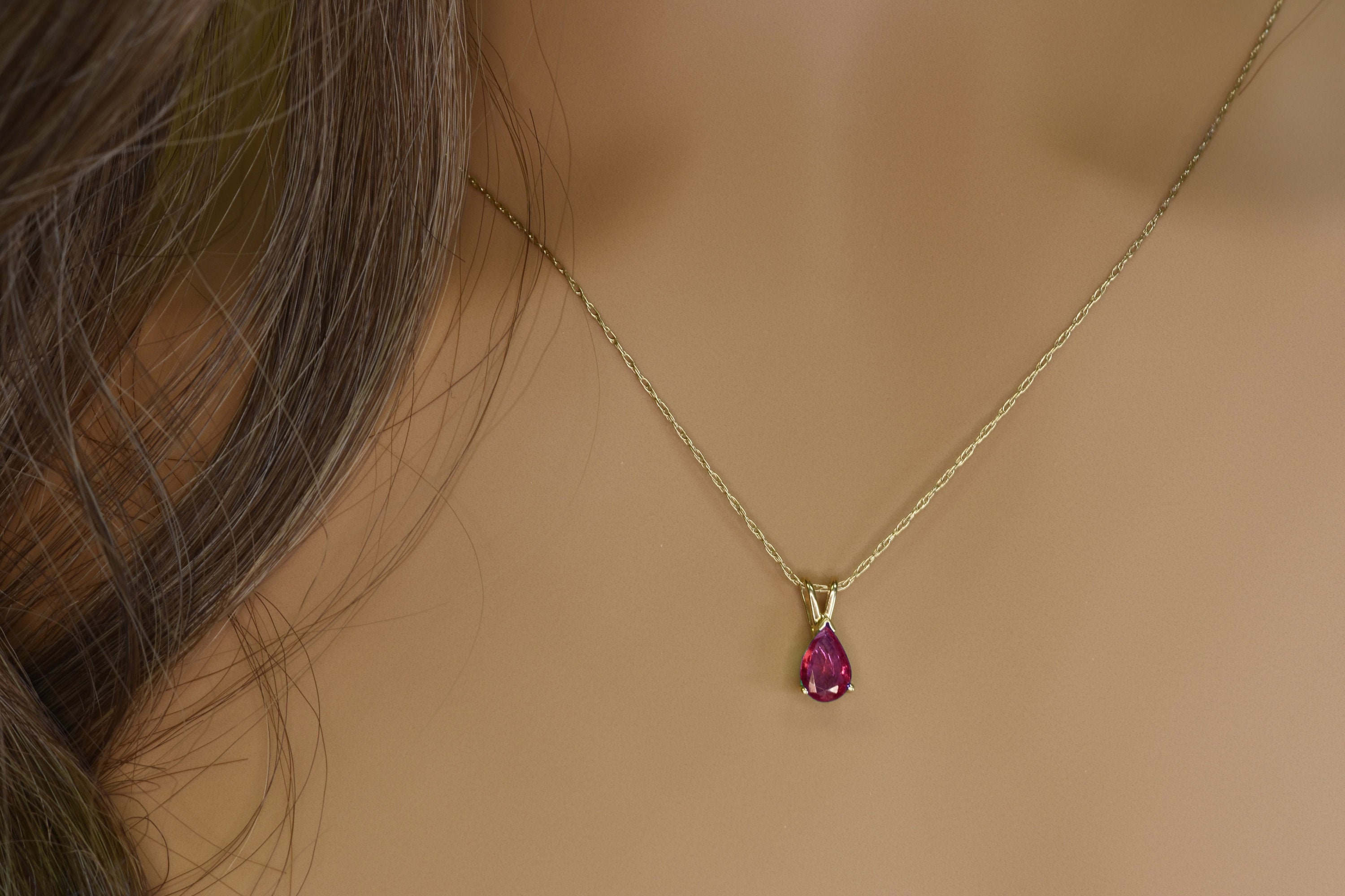 Pear Shape NATURAL RUBY NECKLACE Jewelry Gift Dainty Ruby - Etsy