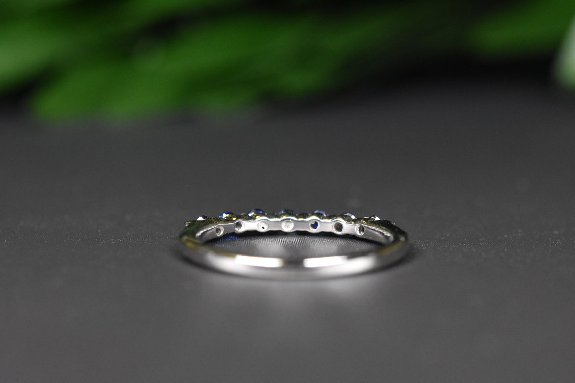 Sapphire Wedding Band, Gold Sapphire Ring, Tiny Sapphire Ring, Dainty ...