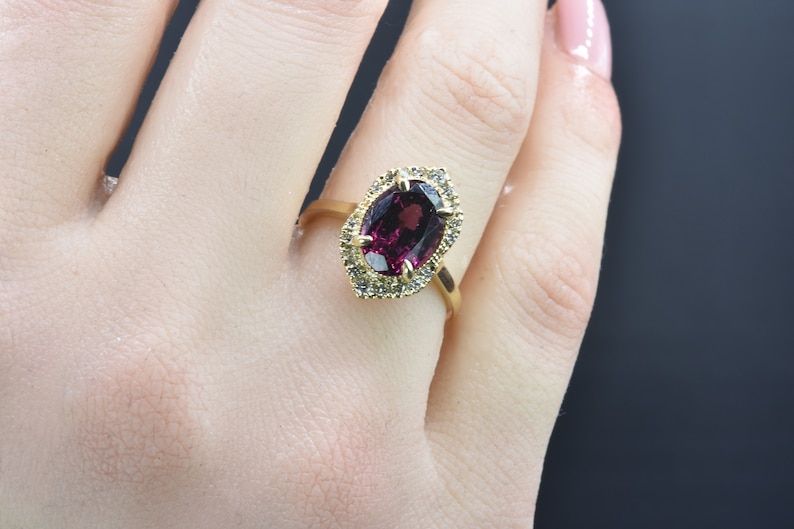 RHODOLITE GARNET Ring in 14k Solid Gold Garnet Gold Ring | Etsy