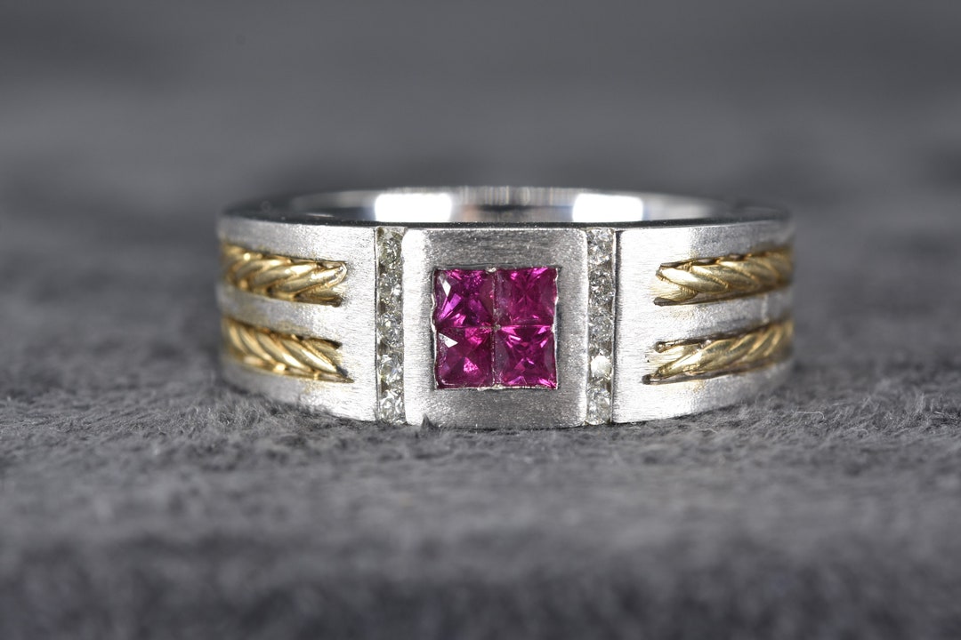 Mens Ruby Ring in 14k Solid Gold, Gift for Him, Rings for Men, Mens ...